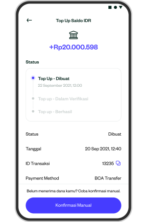 Konfirmasi Manual Direct Top Up BCA